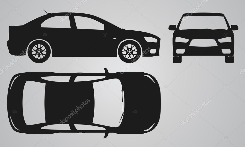 Fahrzeugüberstand vorne, oben und seitlich Stock-Vektorbild von ...