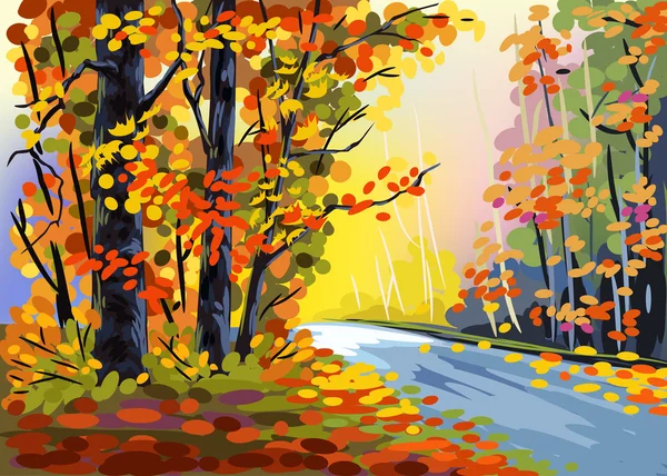 ᐈ Autumn landscape stock illustrations, Royalty Free fall scene drawing ...