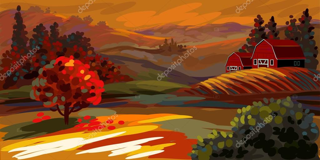 Beautiful country landscape Stock Vector Image by ©vedvid_ARTS #65803185