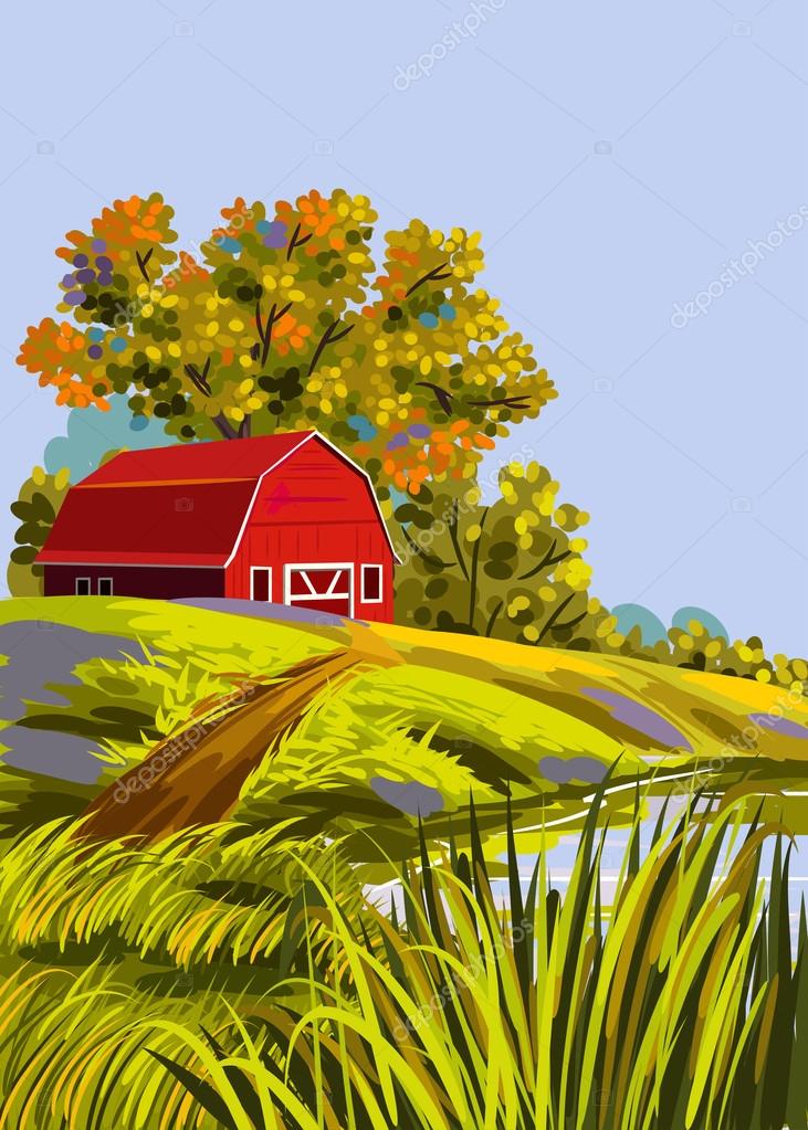 Beautiful country landscape Stock Vector by ©vedvid_ARTS 65803393