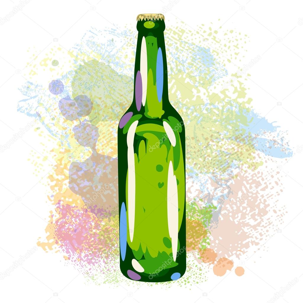 Beer bottle on paint blots — Stock Vector © vedvid_ARTS #69197243