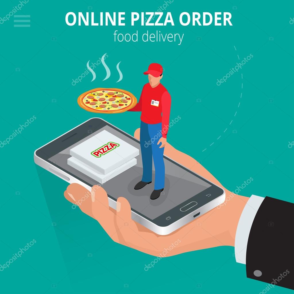 Online pizza. Ecommerce concept - order food online website. Fast food ...