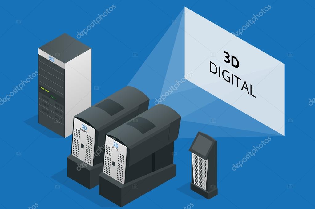 Proyector moderno en el cine. Equipo cinematográfico. 3D digital ...