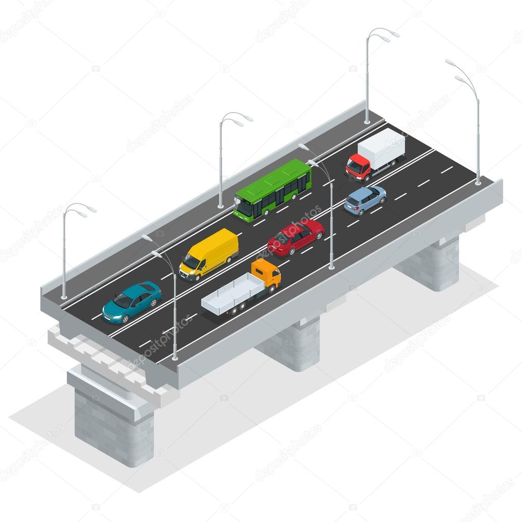 Overpass vector illustration. Elevated road junction and interchange ...