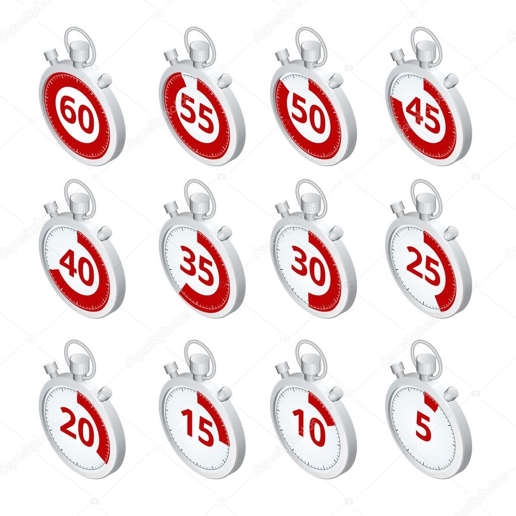 Stopwatch. Set of timers. Time to work. Time is running out. Clock ...