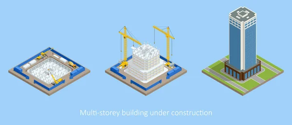 Infographic construction of a blockhouse. House building process ...