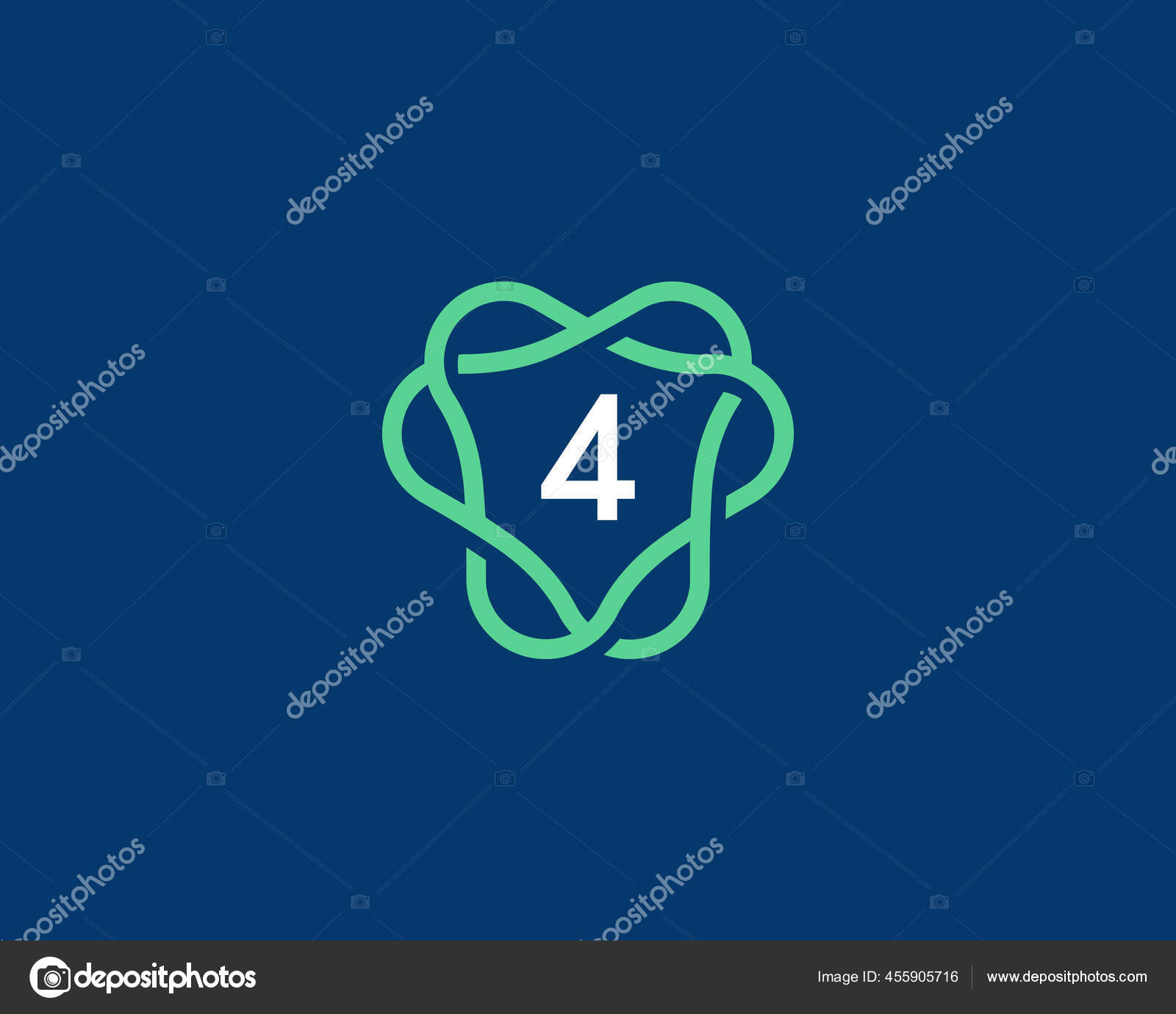 Number 4 logo icon design template. Creative linear wreath frame emblem ...