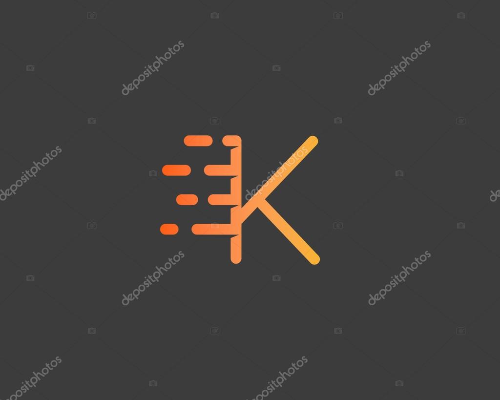 Abstract letter K logo design template. Dynamic vector unusual line ...
