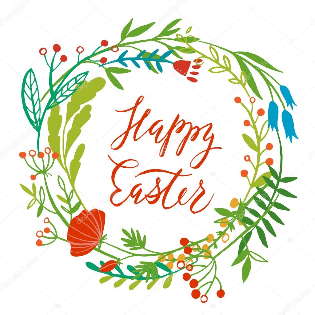 Calligraphy with flowers | Happy Easter calligraphy with flowers ...