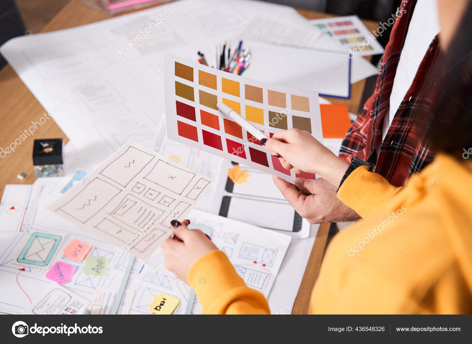 UX designers creating graphic planning application Stock Photo by ...