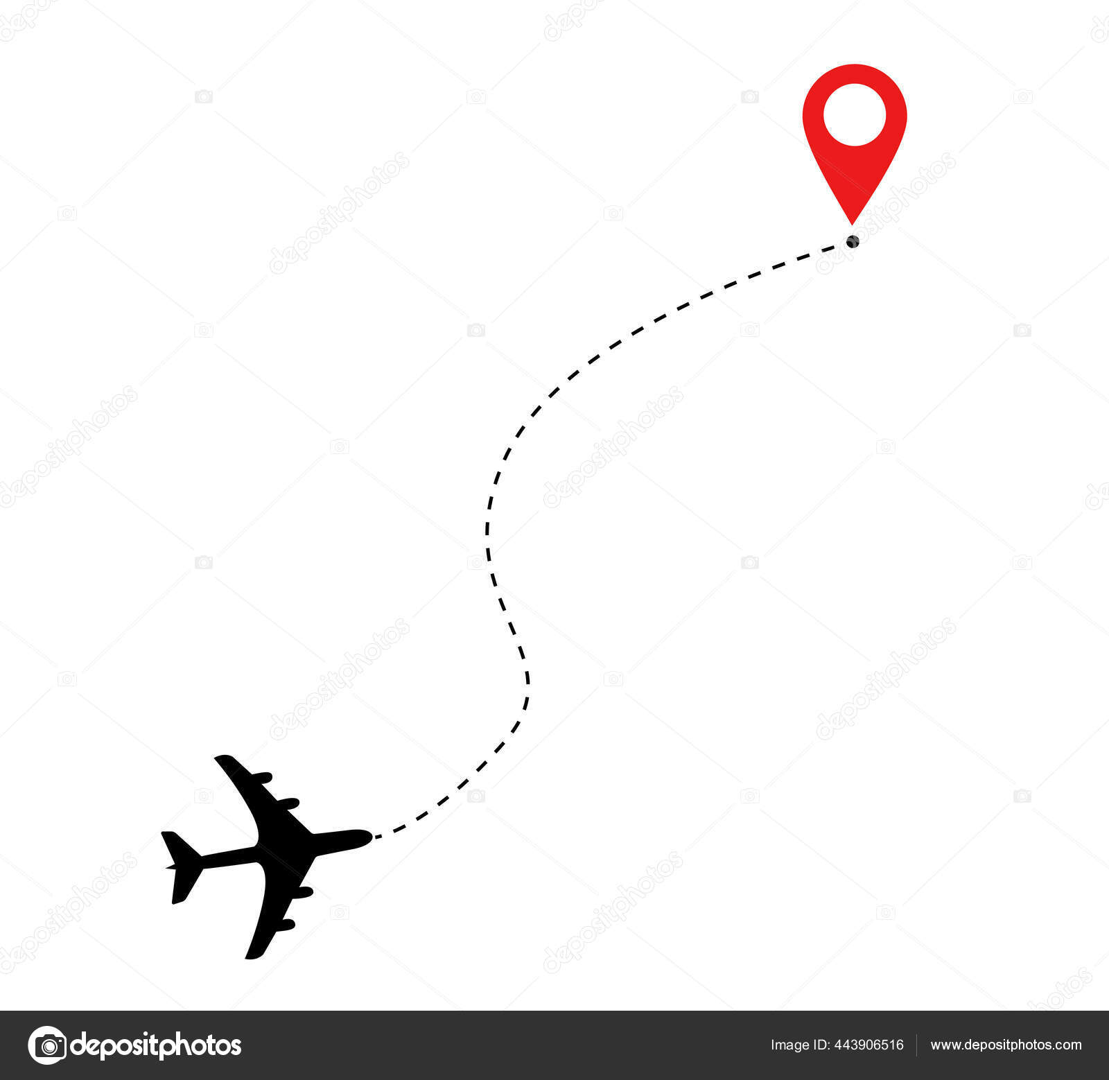 Destination Plane Track Icon White Background Simple Vector ...
