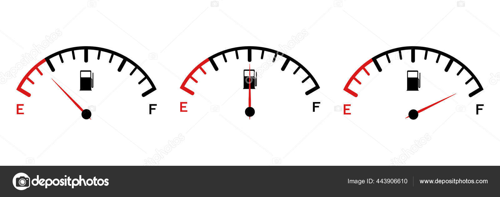 Jeu D'icônes Jauge Carburant Tableau Bord Voiture Compteur D'essence ...