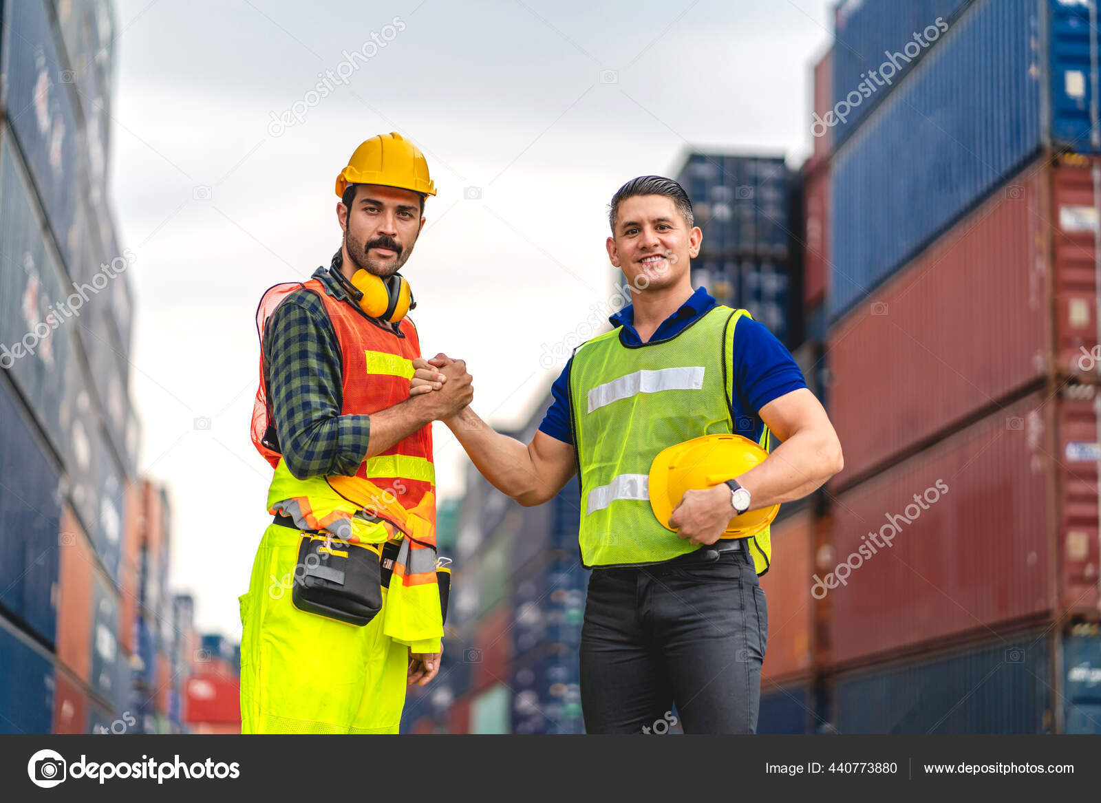 Professional Two Engineer Container Cargo Foreman Partners Helmets ...