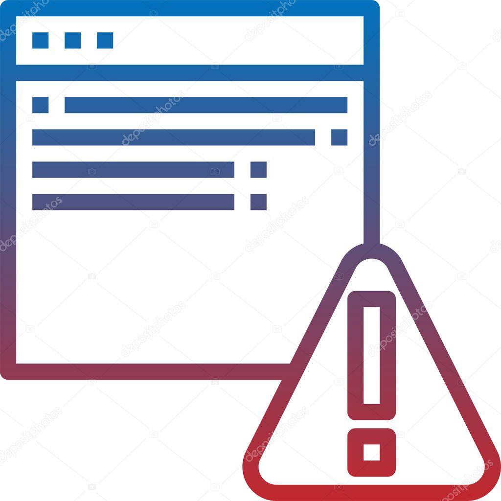 Alerta informática, icono de la línea de notificación. signo de estilo ...