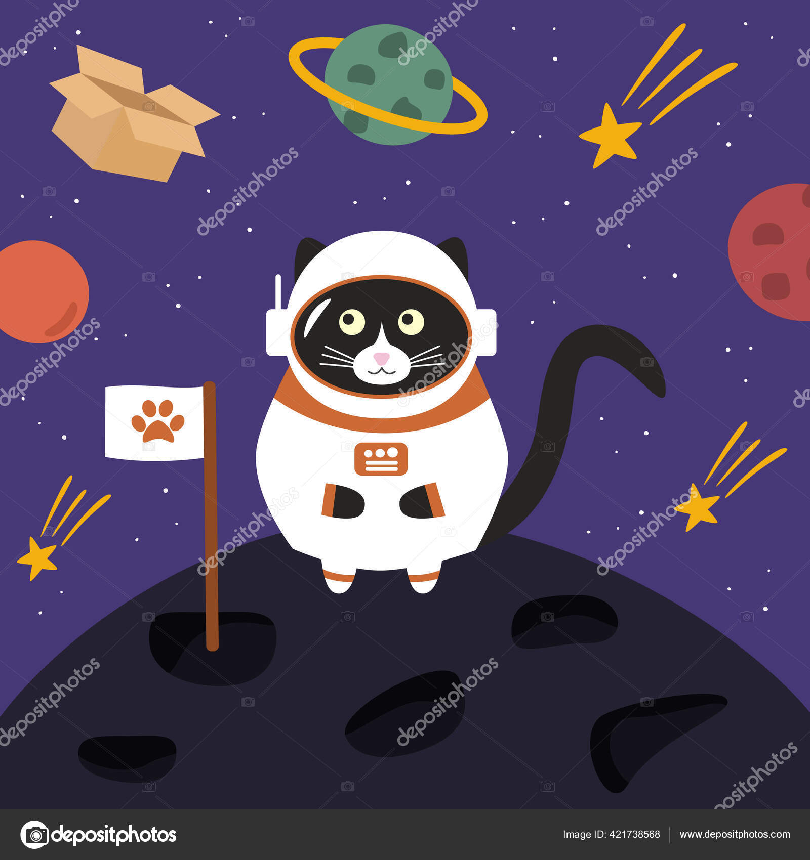 Astronaut Cat Drawing