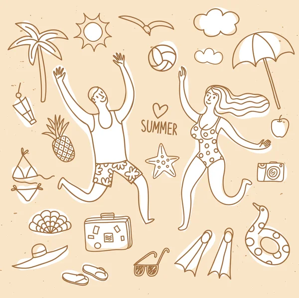 Summer vacation doodle illustrations set Stock Vector Image by ...
