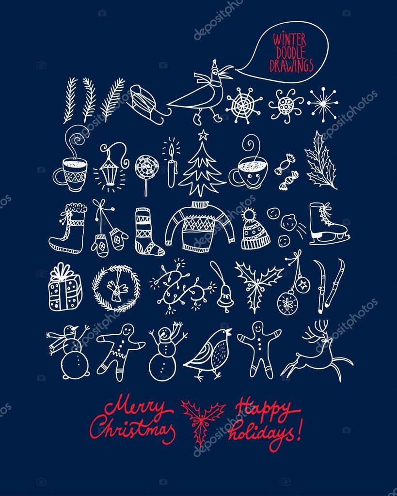 Winter doodle set Stock Vector Image by ©shtonado #63340665