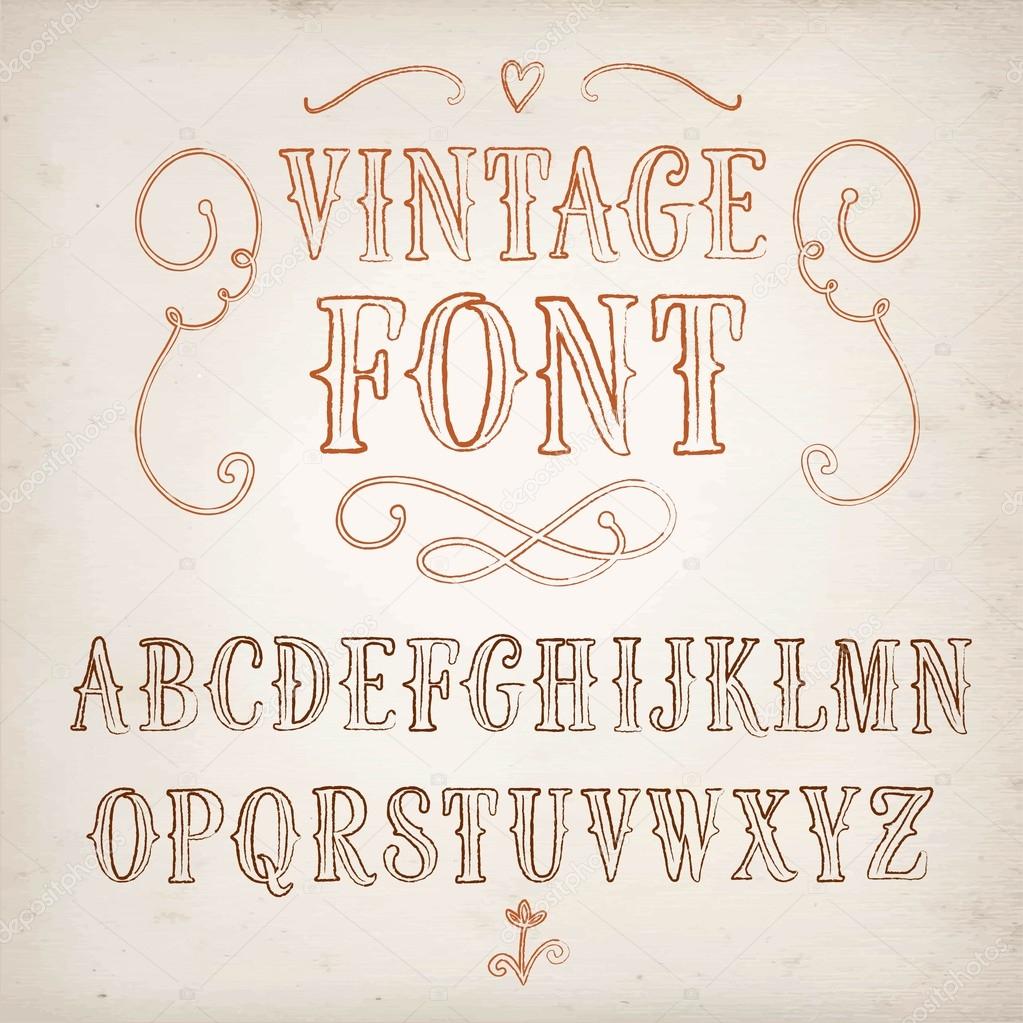 Vintage hand written vector font — Stock Vector © shtonado #68626763