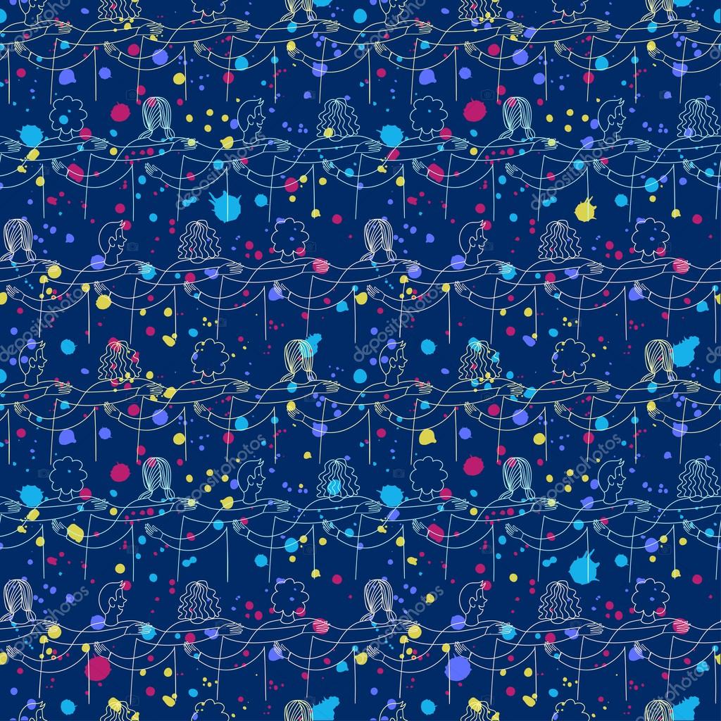 Happy friends doodle pattern Stock Vector by ©shtonado 79581208