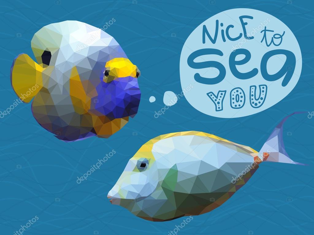 Poster with two polygonal tropical fishes Stock Vector Image by ...