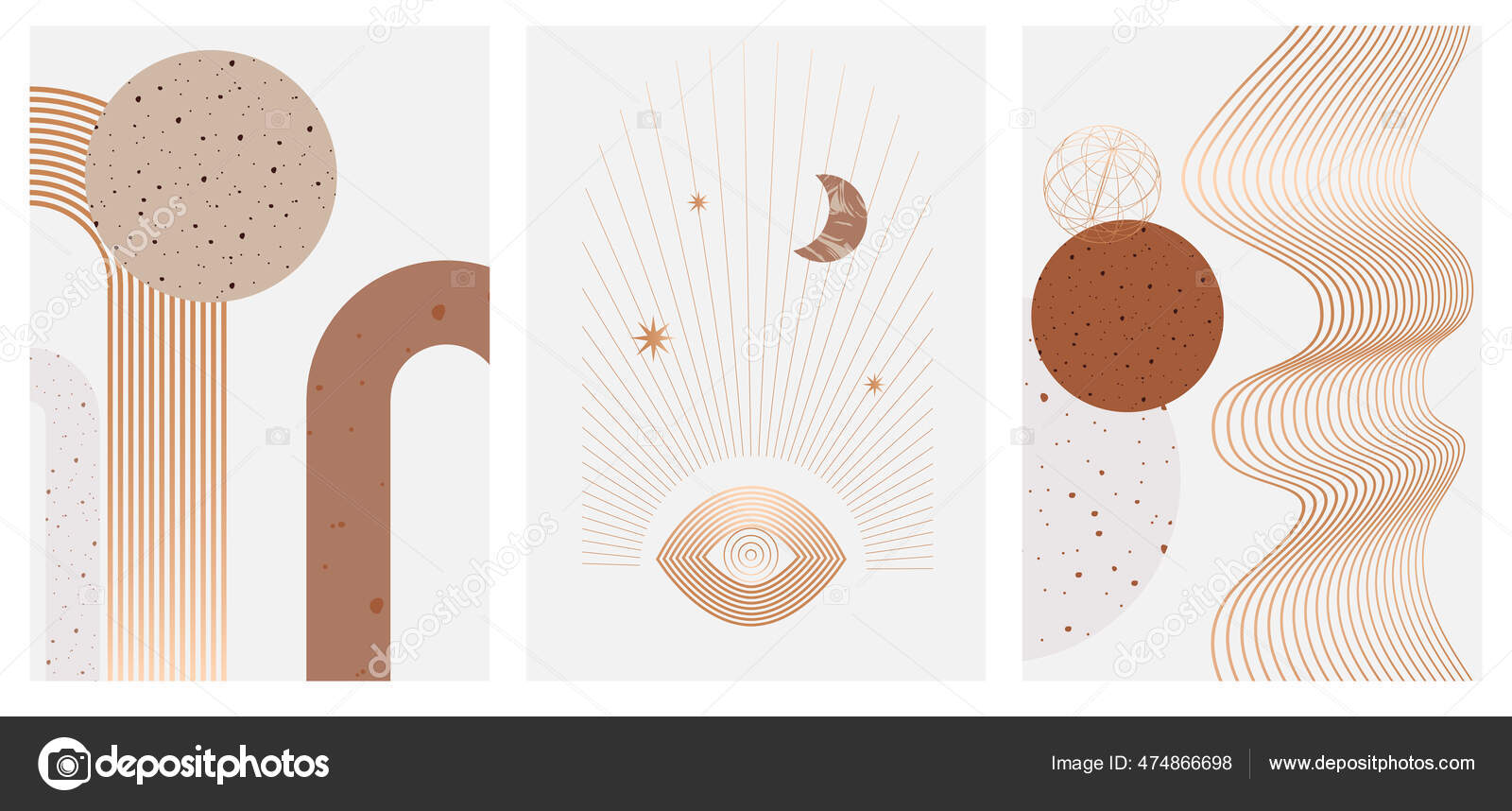 Abstract Modern Posters Collection Geometry Shape Line Wave Trendy ...