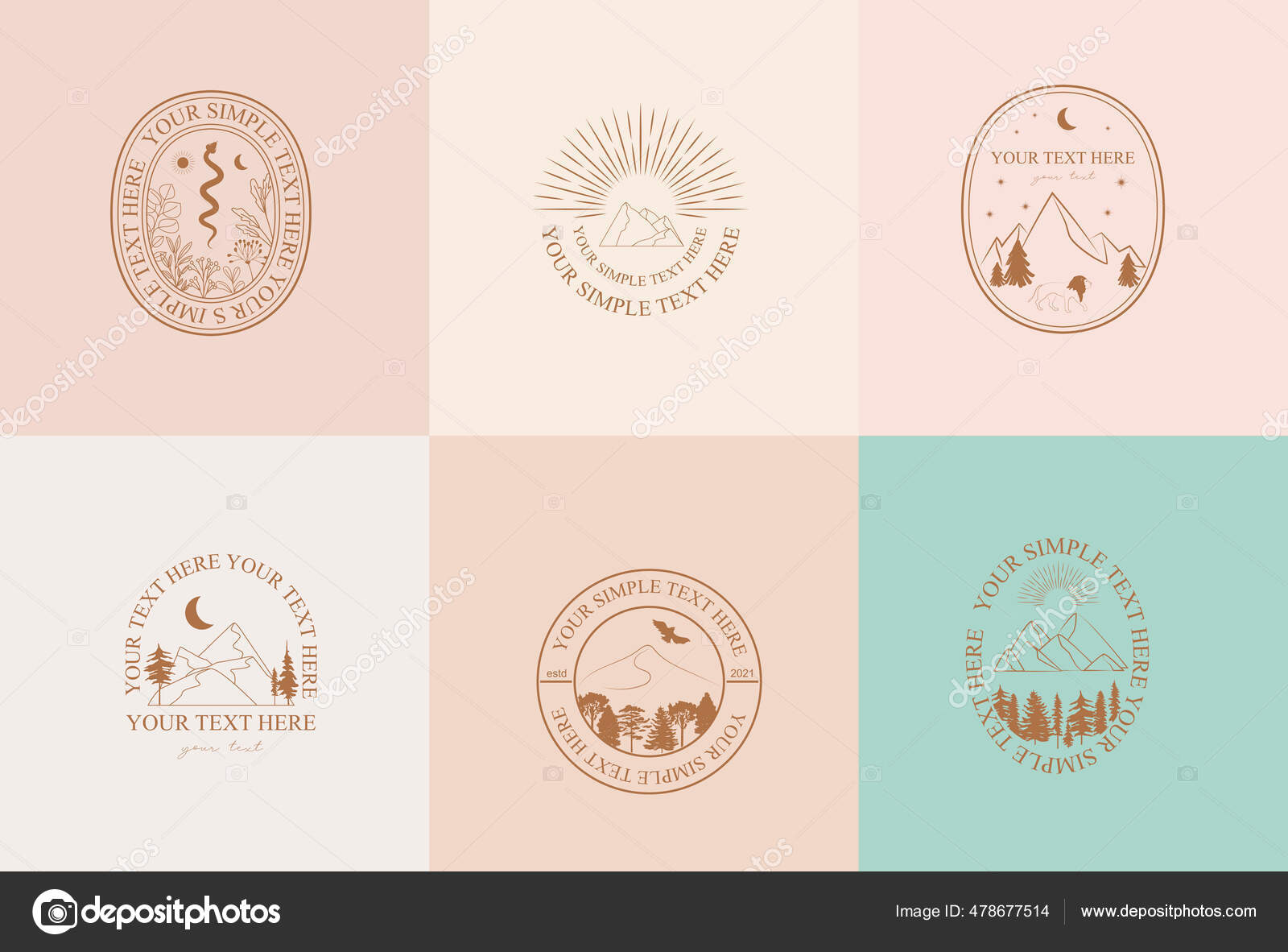 Collection Modern Outdoorsy Earthy Linear Logos Symbols Icons Design ...
