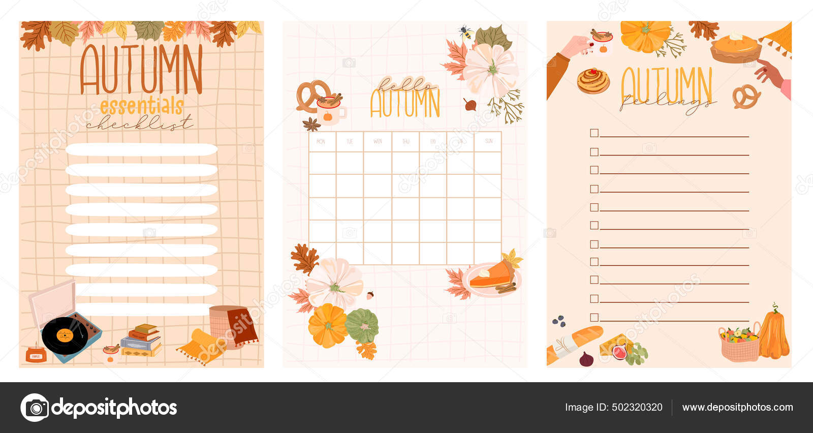 Collection Weekly Daily Planner Checklist Template Seasonal Food Autumn ...