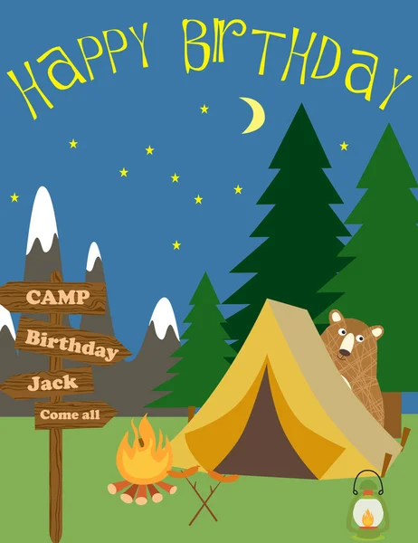Happy birthday camping图库矢量图片、免版税Happy birthday camping插图|Depositphotos