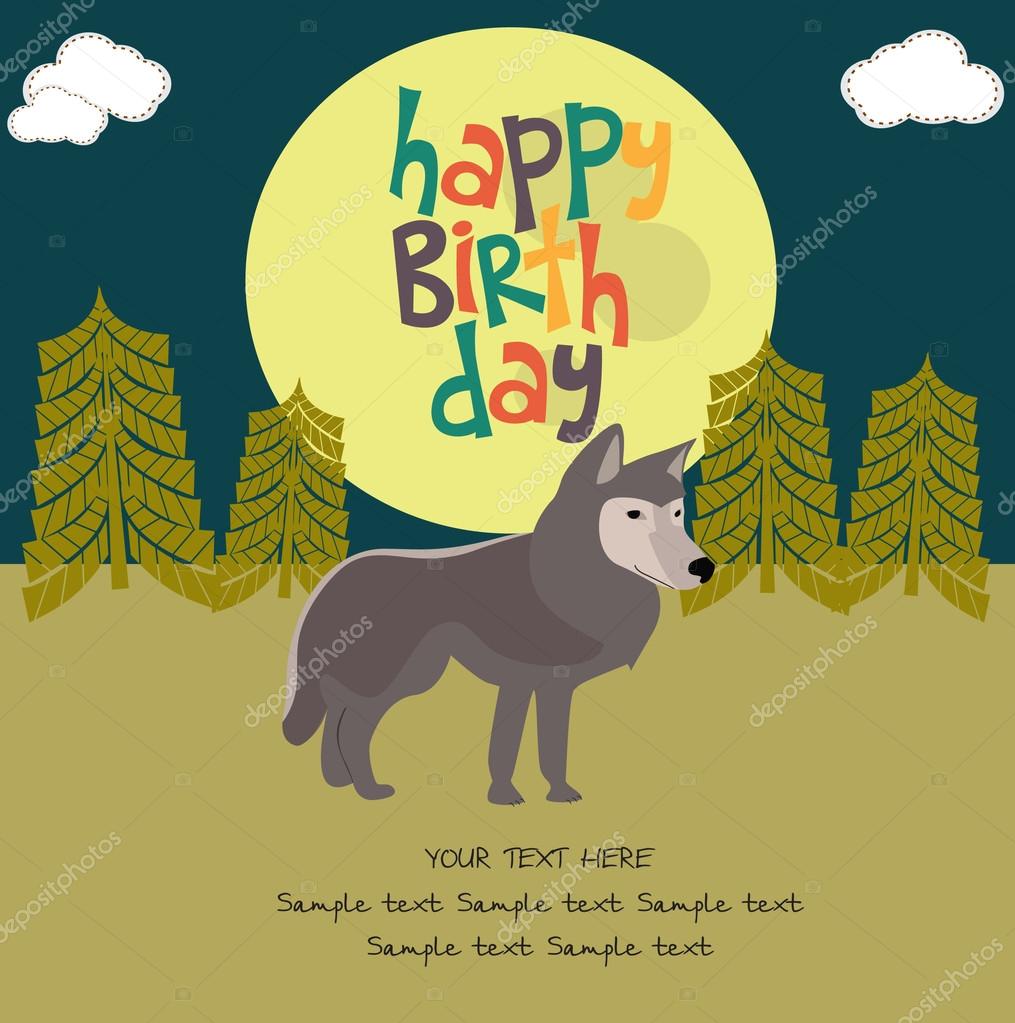 Happy Birthday Wolf Card