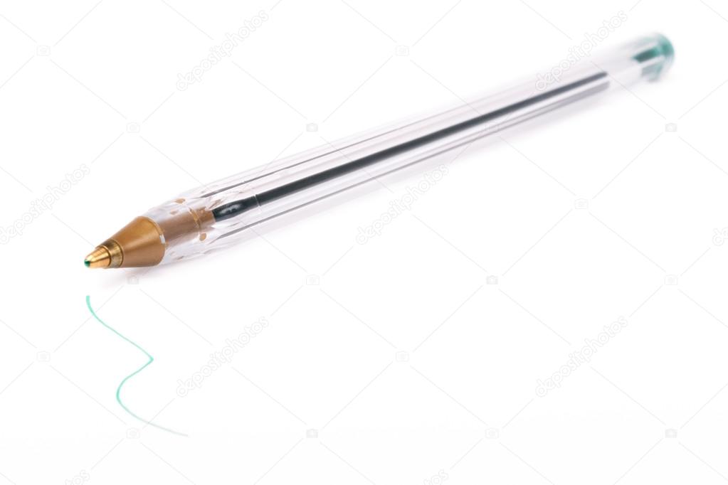 Transparent plastic ball pen — Stock Photo © SimeonDonov #65458819