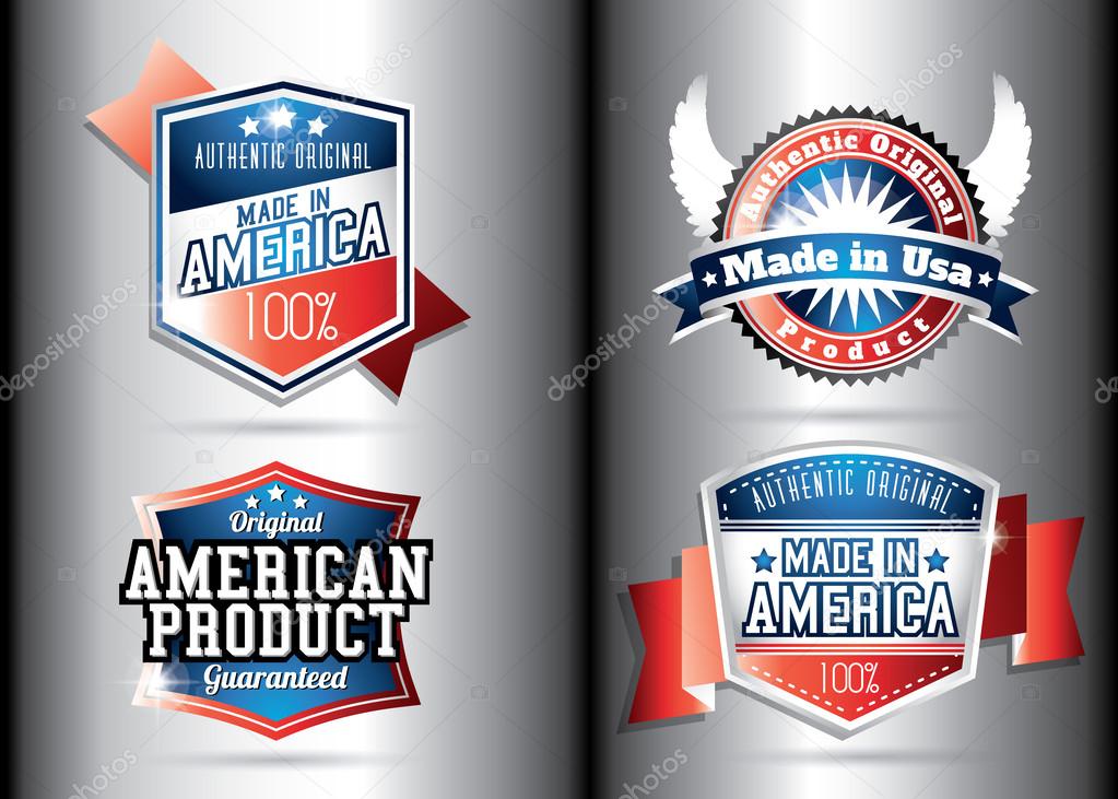 American made in usa retro vintage old school labels Stock Vector Image ...