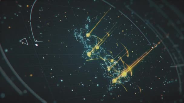 Flashing Glowing United Kingdom Map Highlighted Areas Interstate ...