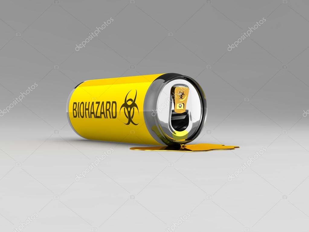 Dangerous, poisonous matter leaking from a can — Stock Photo © kalagor ...