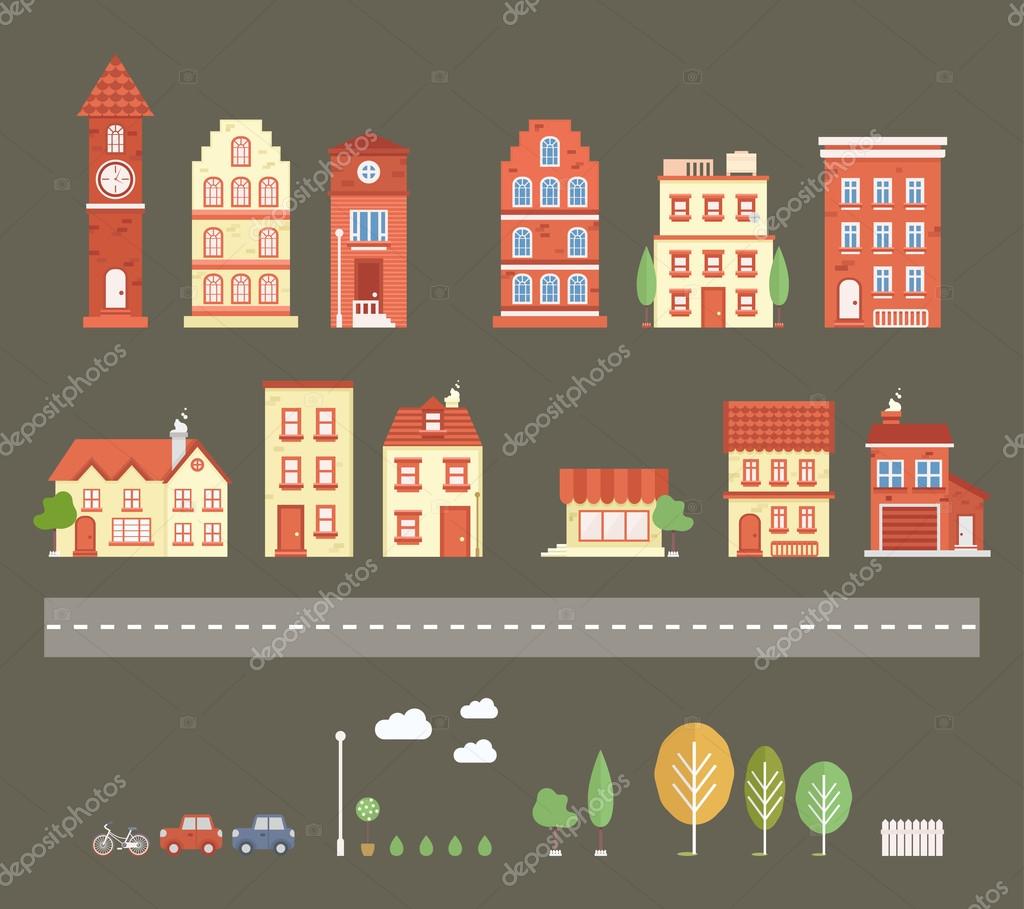 Vector town set Stock Vector by ©jadiskailie 85952010