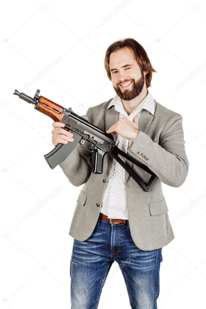 Man Holding Gun Stock Man Holding Gun Stock