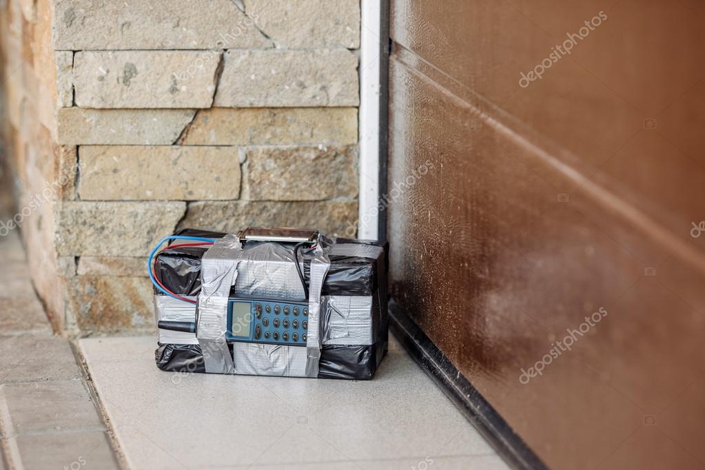 Black bomb with radio control and digital countdown timer bomb — Stock ...