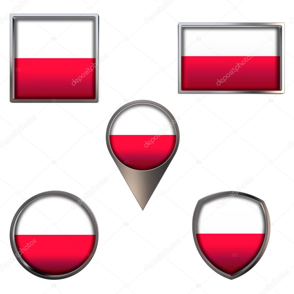 Varias banderas de la República de Polonia. Bandera nacional realista ...