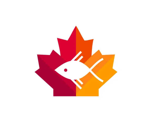 Diseño del logotipo de Maple Fish. Logo de Canadian Fish. Hoja de arce ...