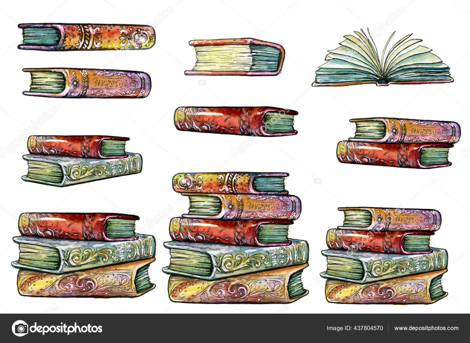 Stack Of Old Books Drawing