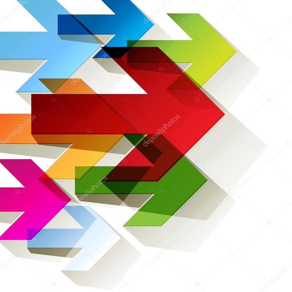 Next colorful transparent arrows in corner on white background Stock ...