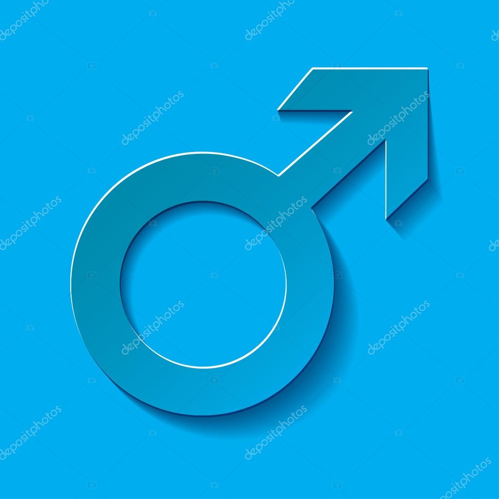 Male icon - Mars vector symbol with shadow on a blue background Stock ...