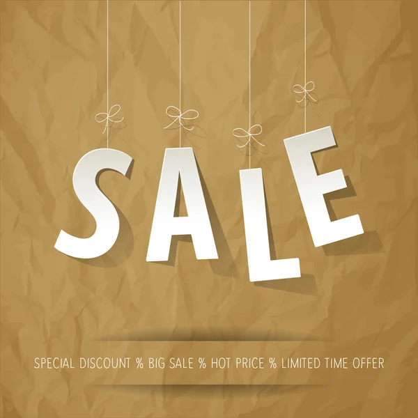 SALE paper letters neon pink on a crumpled paper brown background ...