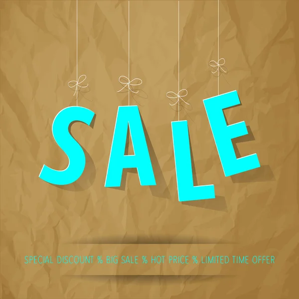 SALE paper letters neon pink on a crumpled paper brown background ...