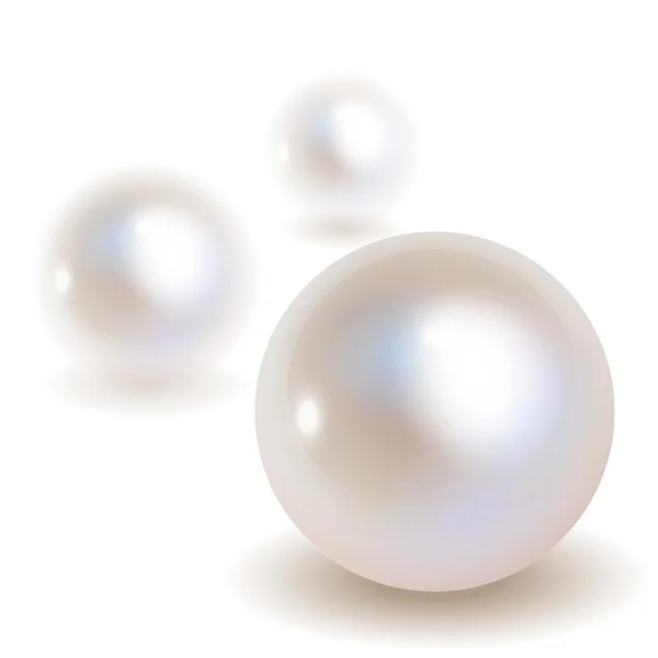 3 Pearls vector with shadow on a blue bokeh fog background. Stock ...