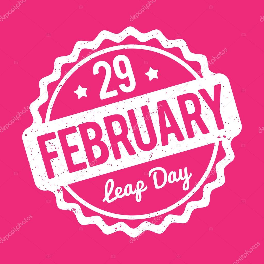 29 February Leap Day rubber stamp white on a pink background. Stock ...