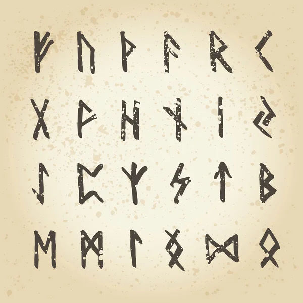Alphabet with ancient Old Norse runes (Futhark) Set of 24 scandinavian ...