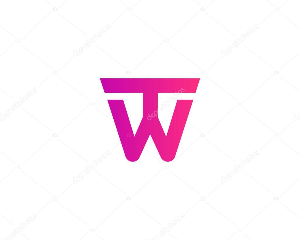 Plantilla vectorial de diseño del logotipo de TW WT Letter 2023