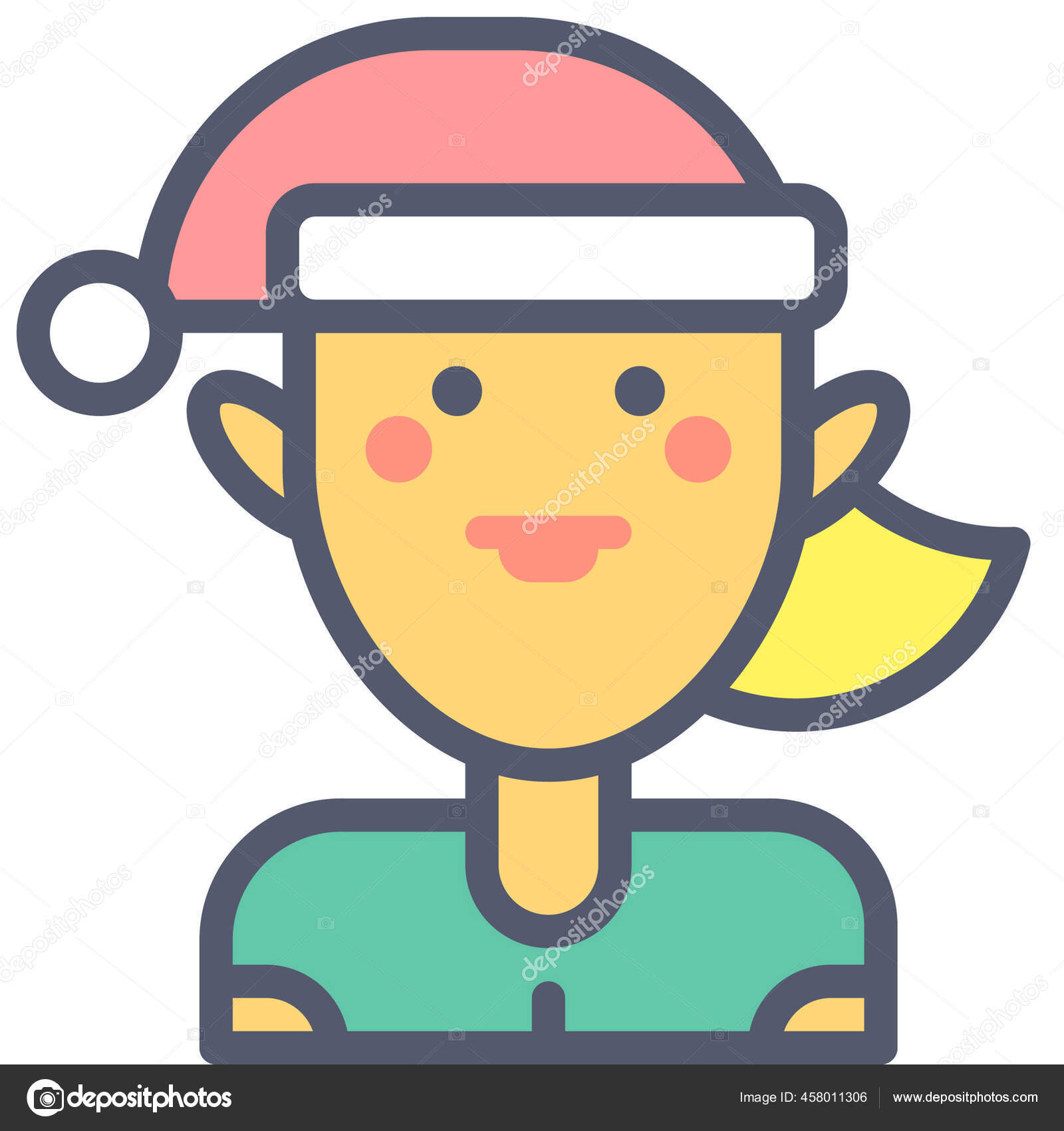 Elf Girl Icon Vector Illustration Isolated White Background Stock ...