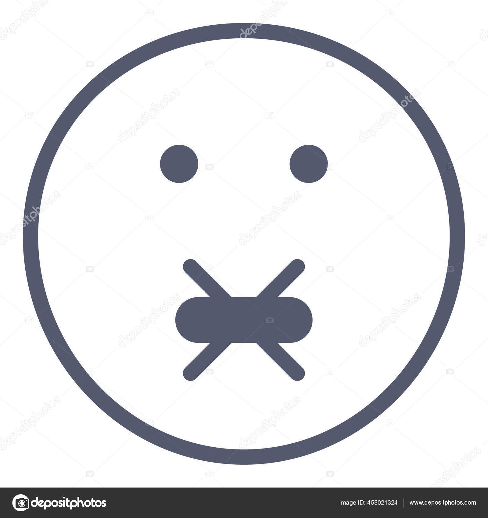Silenced Emoji Icon Vector Illustration Isolated White Background Stock ...