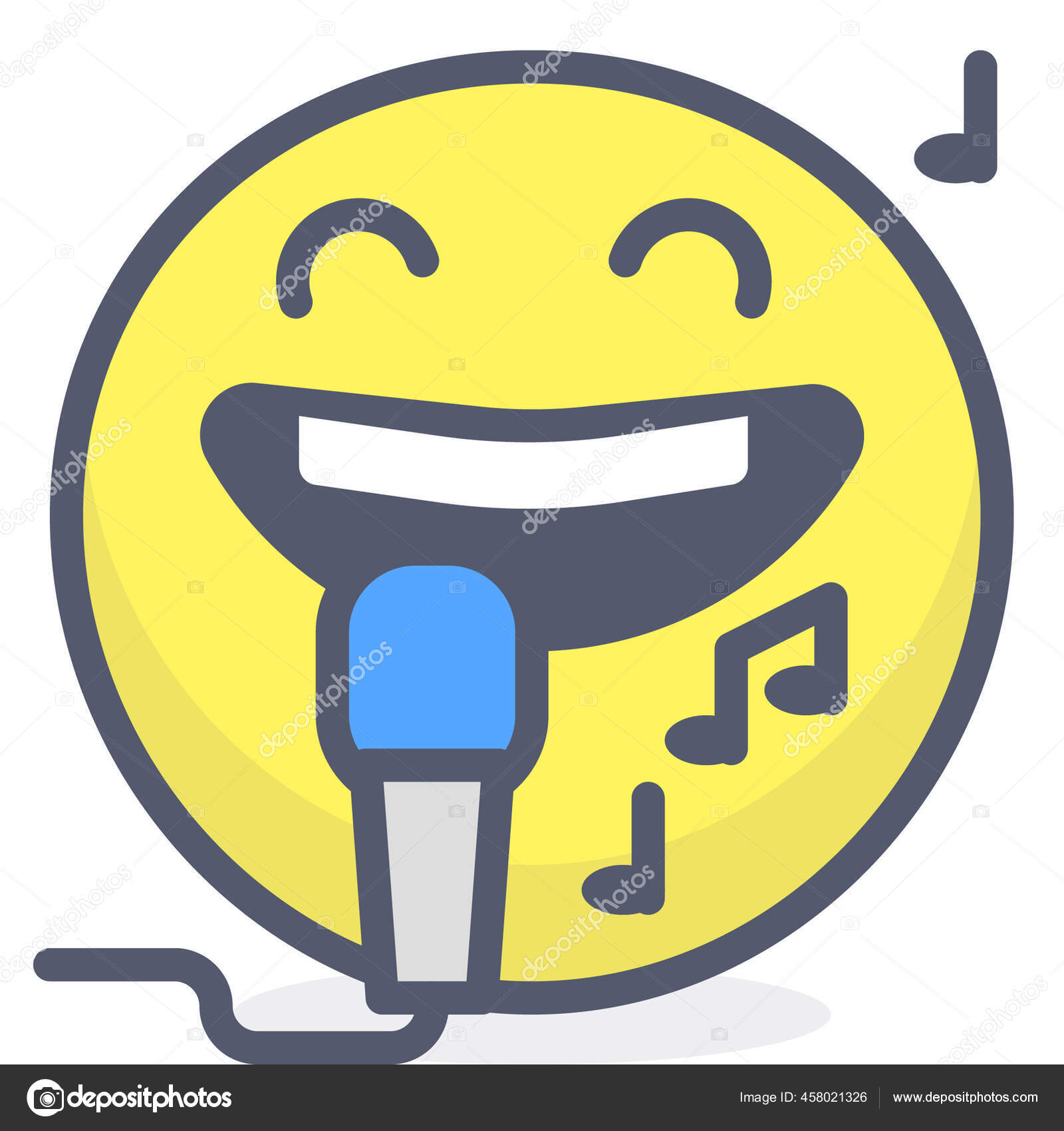 Singing Emoji Icon Vector Illustration Isolated White Background Stock ...